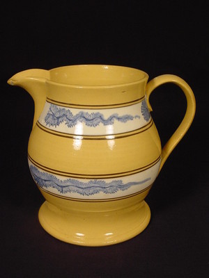 RARE 1800s MOCHA BANDED PITCHER MOCHAWARE YELLOW WARE | eBay