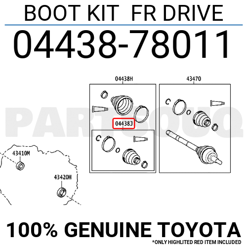 0443878011 Genuine Toyota BOOT KIT FR DRIVE 04438-78011 | eBay