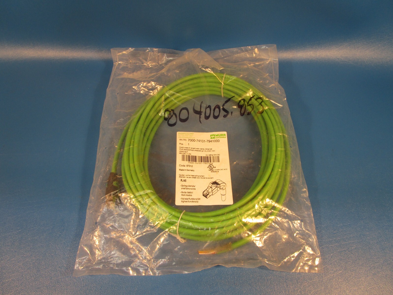 MURR 7000-74101-7941000, RJ45 Ethernet-compliant mating Cable, Cordset ...