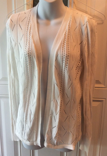 Cyrus White Open Front Cardigan - Size Medium | eBay