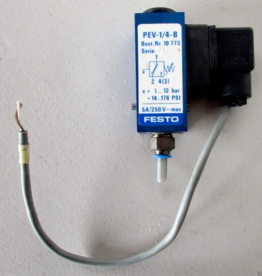 Festo PEV-1/4-B Electric Pressure Switch Pneumatic 250V Coil Air 10773 ...