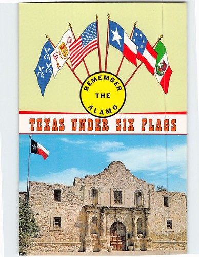 Postcard Remember The Alamo Texas Under Six Flags San Antonio Texas USA ...