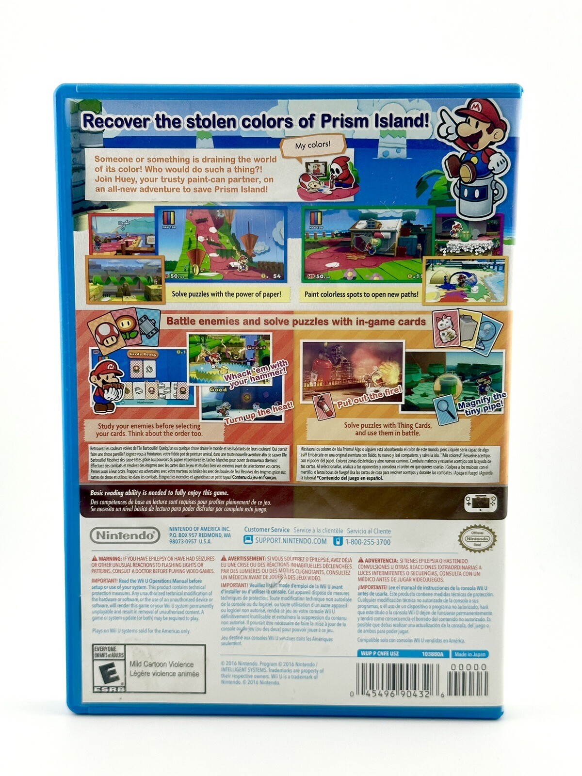 Paper Mario Color Splash (Nintendo Wii U, 2016) (COMPLETE & TESTED ...