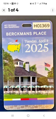 2025 AUGUSTA NATIONAL Masters Berckmans Place TUESDAY Ticket -Rory ...