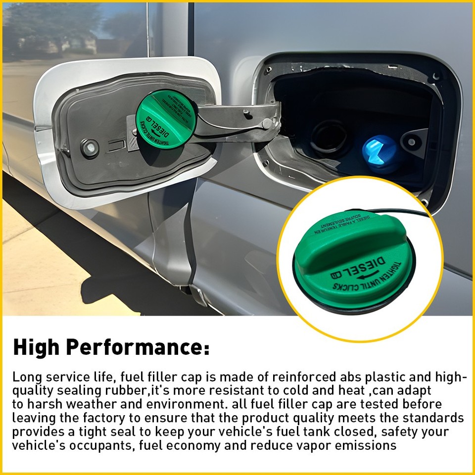 Fuel Tank Cap Cover Gas w/ Tether Green For Ford F250 F-350 F-450 F-550 ...