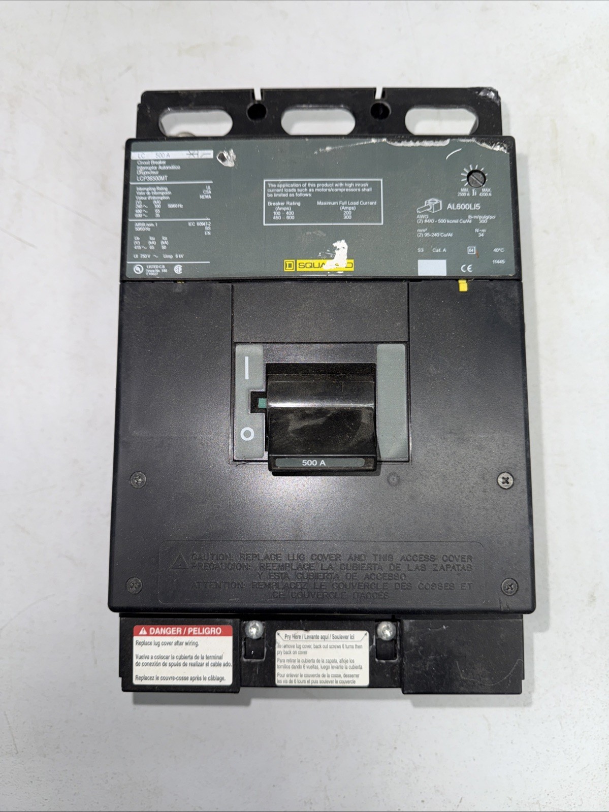 Square D I-Line LCP36500MT 500A Circuit Breaker 480/600V 3 Pole LCP 500 ...