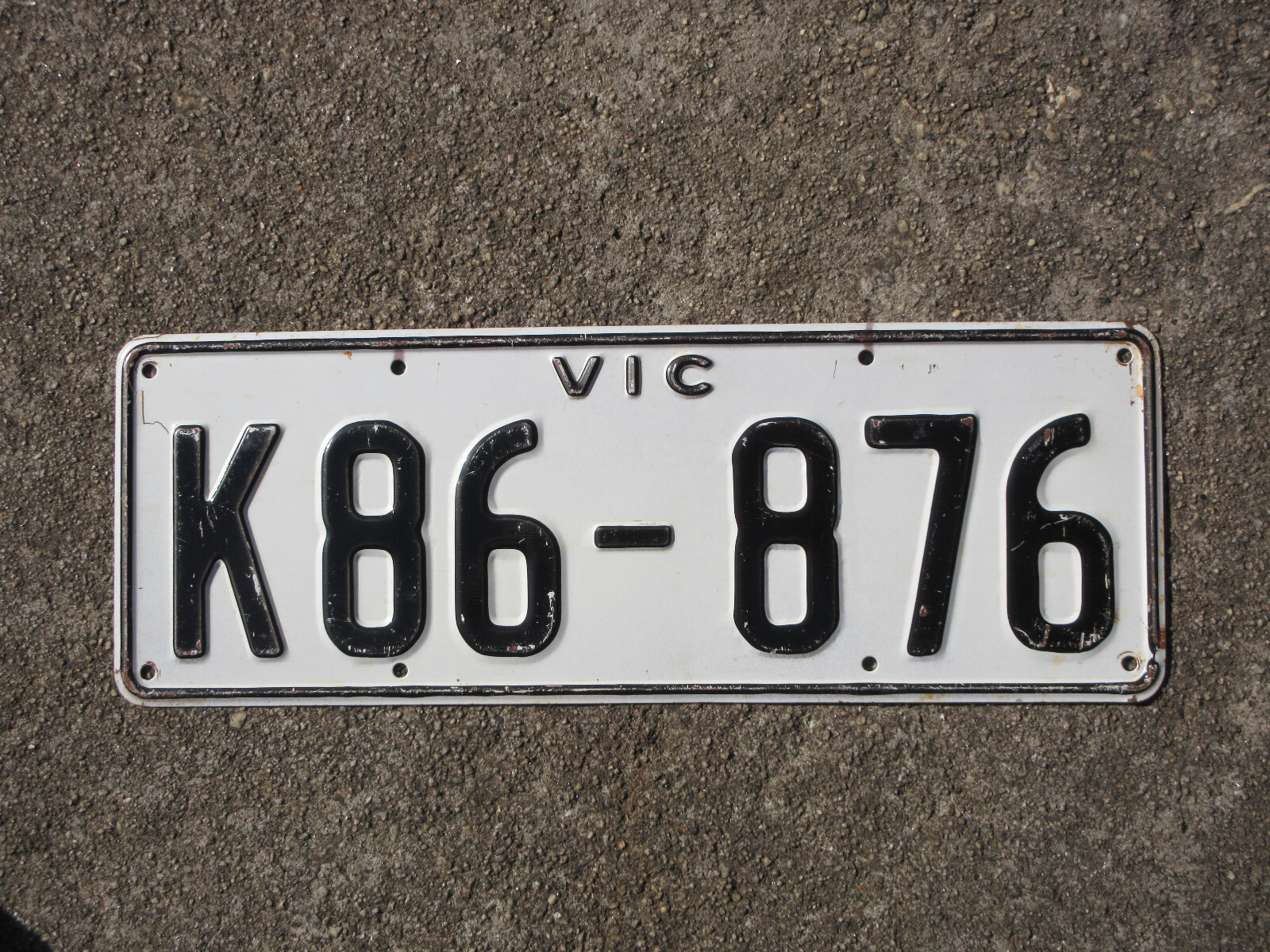 Australia Victoria Black White License Plate K86876 Aussie AUS VIC | eBay