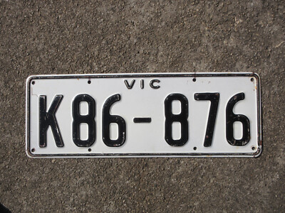 Australia Victoria Black White License Plate K86876 Aussie AUS VIC | eBay