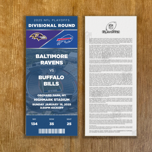 2025 Buffalo Bills Playoffs vs Ravens Custom Commemorative Ticket Stub ...