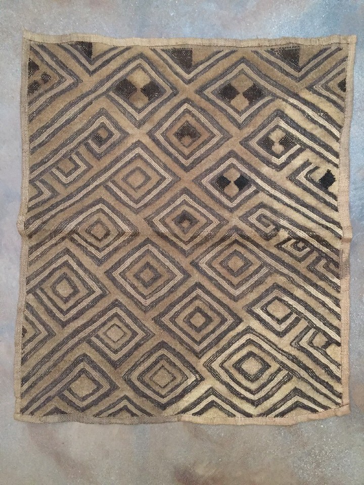 Old HandWoven Geometric African Kuba Shoowa Cloth Textile | eBay