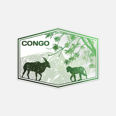Congo Monkey Travel Grunge Stamp Vinyl Sticker Decal | eBay