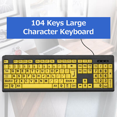 USB Wired Large Print Computer Keyboard for Visually Impaired ...