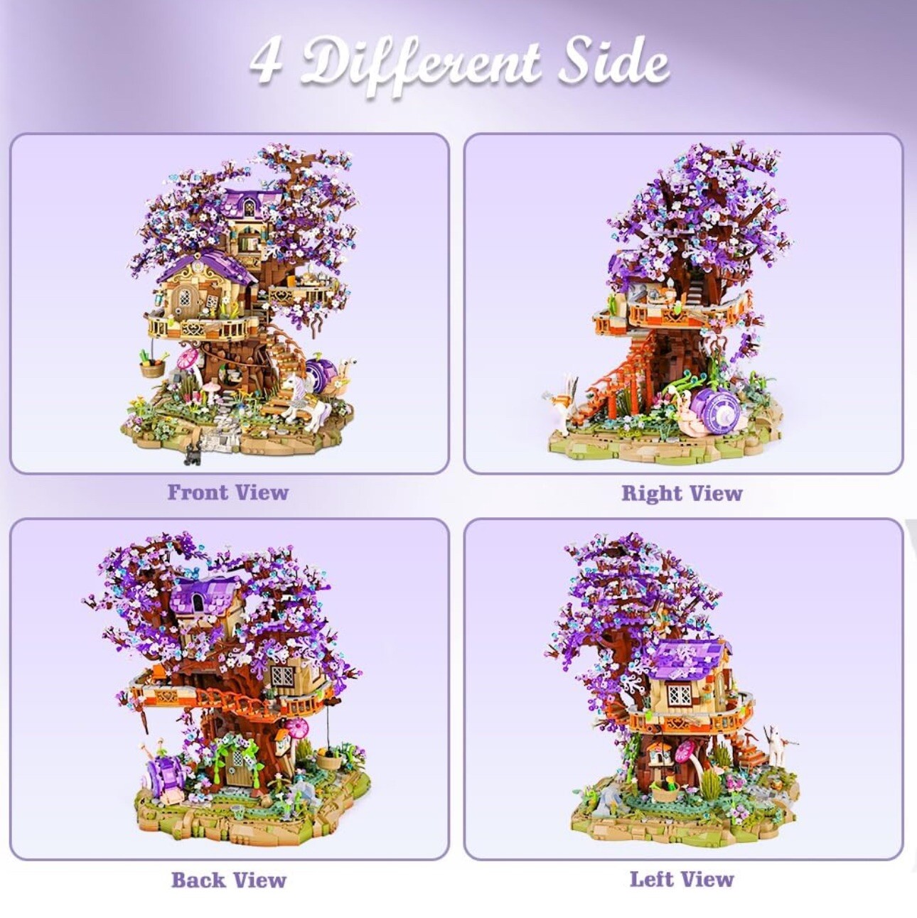 Read* Purple Tree House Building Block Set, 3991 Pcs Forests Treehouse ...