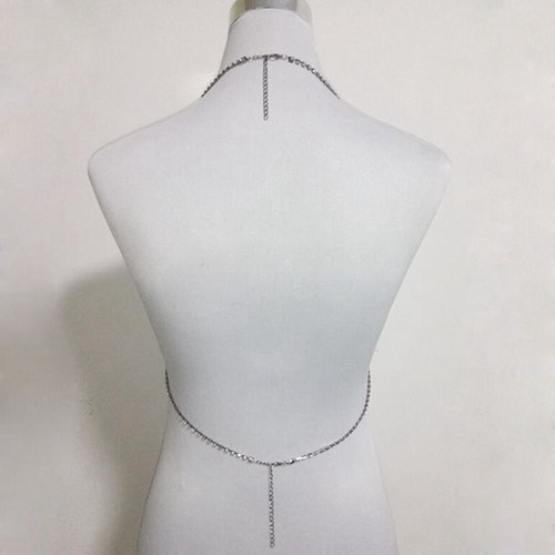 Rhinestone Body Chain Necklace Crystal Bra Harness Chest Bikini Top ...