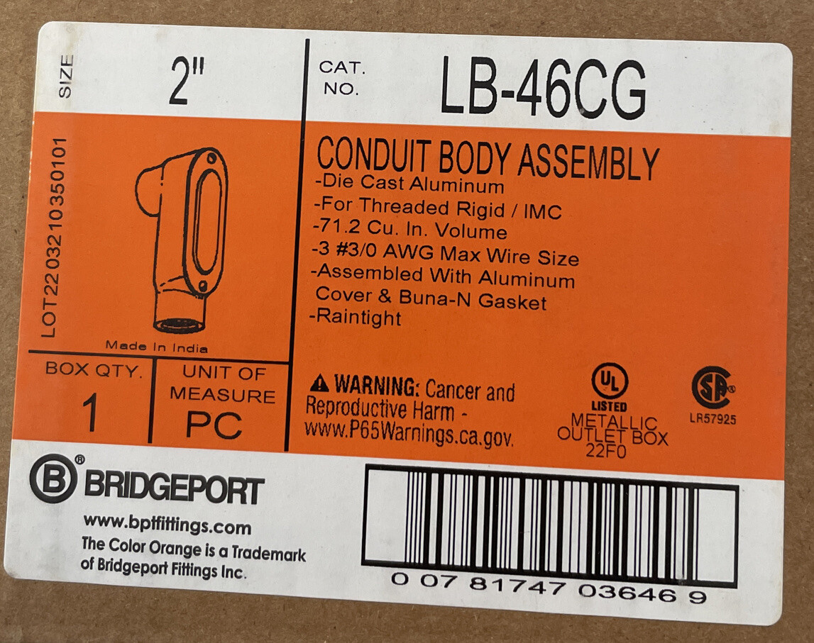 Bridgeport LB-46CG 2” die cast aluminum LB with cover and gasket | eBay