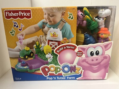 NEW Fisher Price Pop-Onz Pig & Cow Pop'n Tunes Farm Set Baby Toy C6311 ...