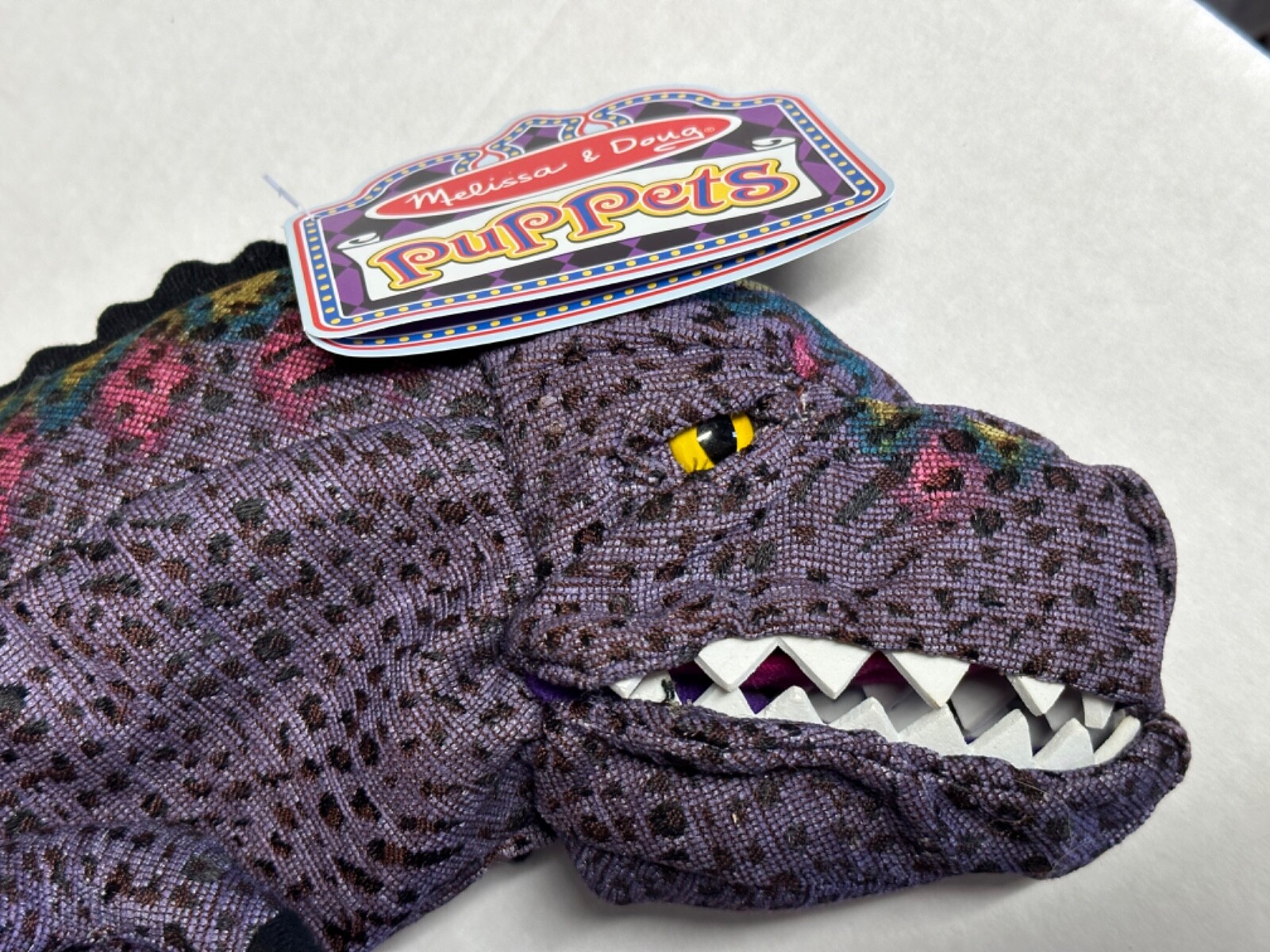 NEW! Melissa And Doug Dinosaur T-Rex Puppet Purple Tyrannosaurus Dino ...