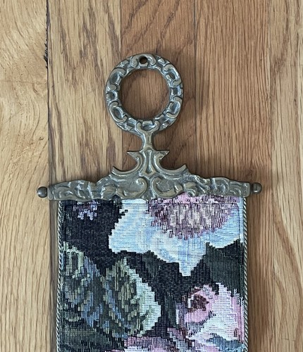 Vintage Floral Tapestry Bell Pull Brass Ends by Corona Decor 50x6" EXC ...