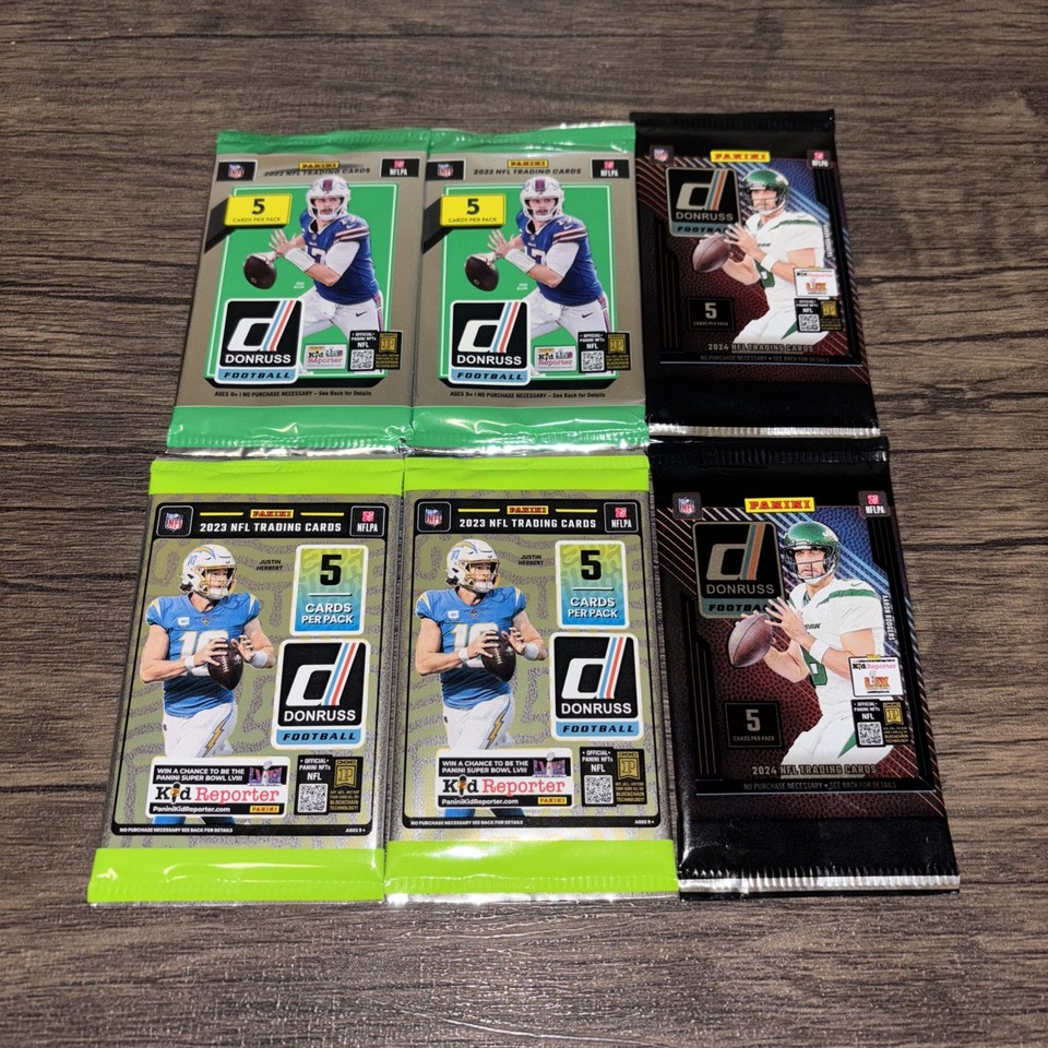 (2) 2022 Donruss (2)2023 Donruss (2)2024 Donruss Football-5 Card Packs ...