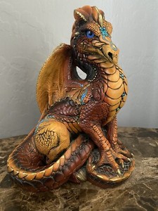 Windstone Editions Dragon Brown Turquoise And Gold Figure 1986 Pena 9.5 ...