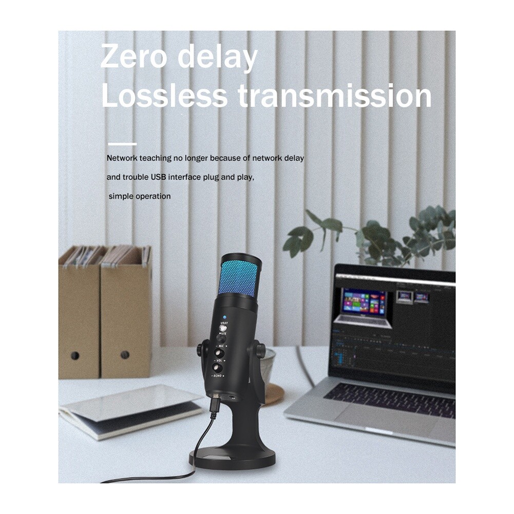 USB Condenser Microphone Mobile Phone RGB Dynamic Light Microphone6569 ...