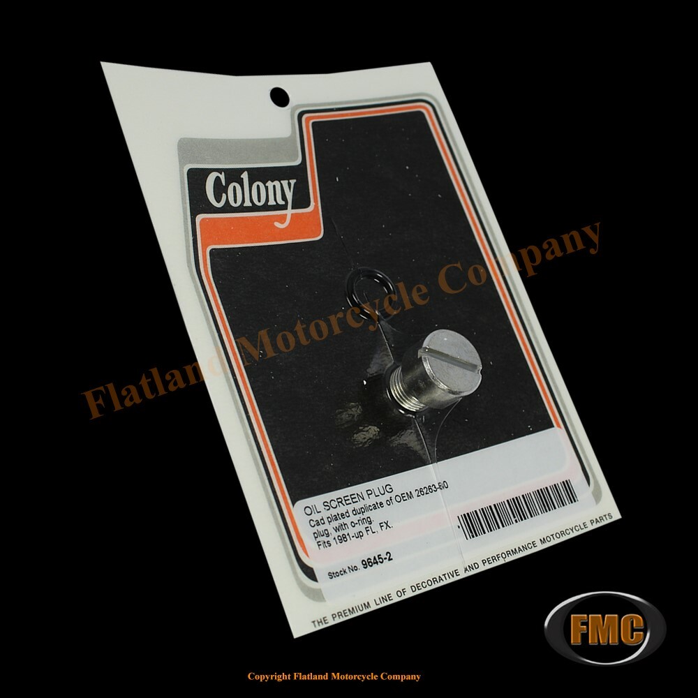 Colony 9645-2, Oil Screen Plug, 1981-1999 Big Twin, P/N 26263-80, Cad ...