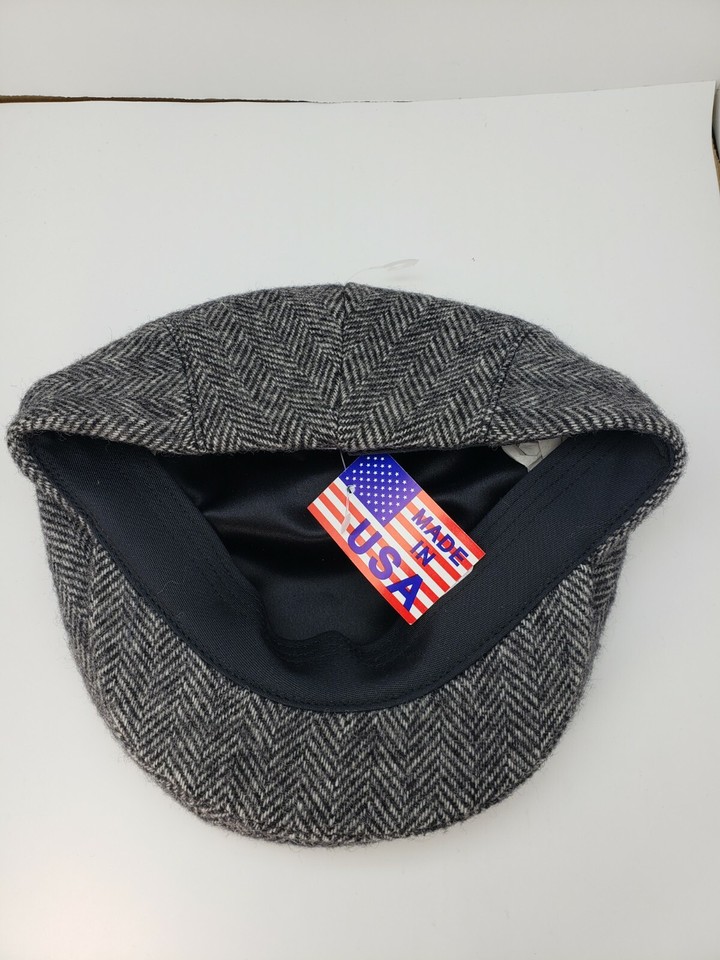 CAPAS GRAY HARRINGBONE FLAT CAP MADE IN USA ( GOLF NEWSBOY IVY DRIVING ...