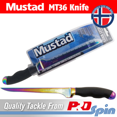 Mustad Fillet Knife - 7" Titanium Coated Stainless Steel Blade Fishing ...