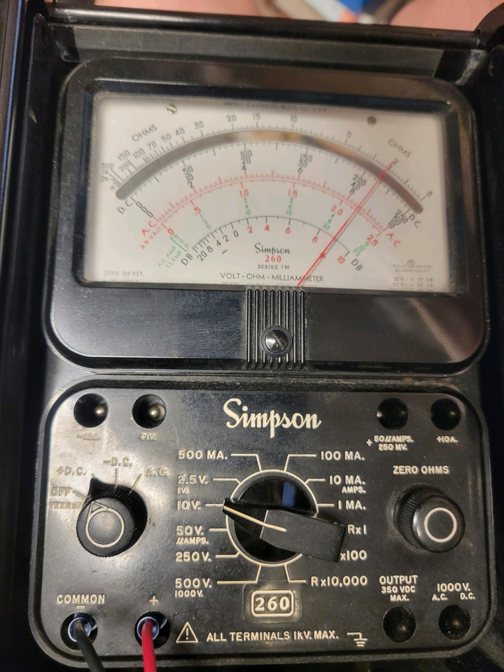 Simpson 260 Series 7 M Multimeter VOM Meter with Roll Top Case NO LEADS ...