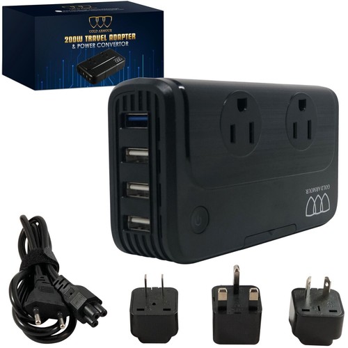 Universal Travel Adapter 220V to 110V Voltage Converter with 4-Port USB ...