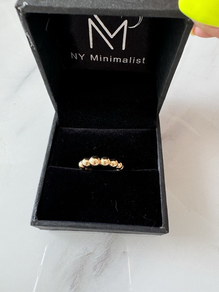 14K Gold Bead Ring, 14K Knuckle Band, Bead Band, Beaded Gold Ring ...