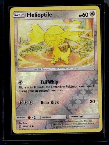 Reverse Holo Helioptile 179/236 NM - Cosmic Eclipse Common Pokemon TCG ...