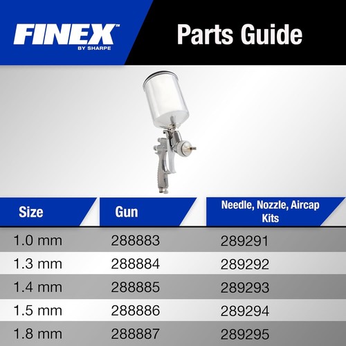 Sharpe Finex FX2000 1.3mm Spray Gun, Gravity Feed, Conventional Air | eBay