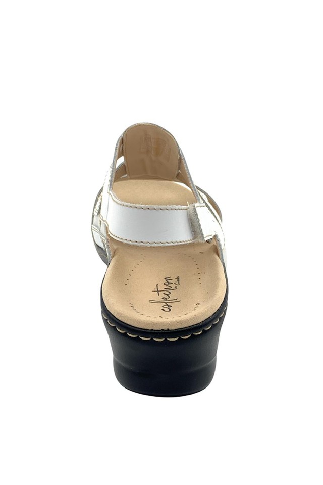 Clarks Collection Leather Cut-Out Sandals Lexi Qwin White | eBay