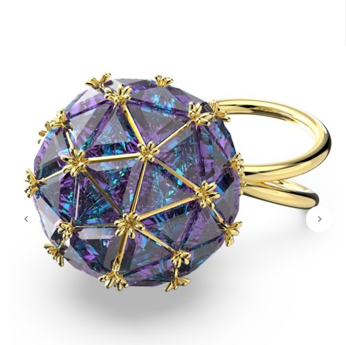 SWAROVSKI BNIB Curiosa Purple Sphere ring Gold-tone Size 50 & Gift Bag ...