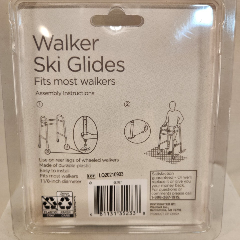 Walker Glide Skis EQUATE Gray for 1"1/8 Walker Pair Medical Products ...