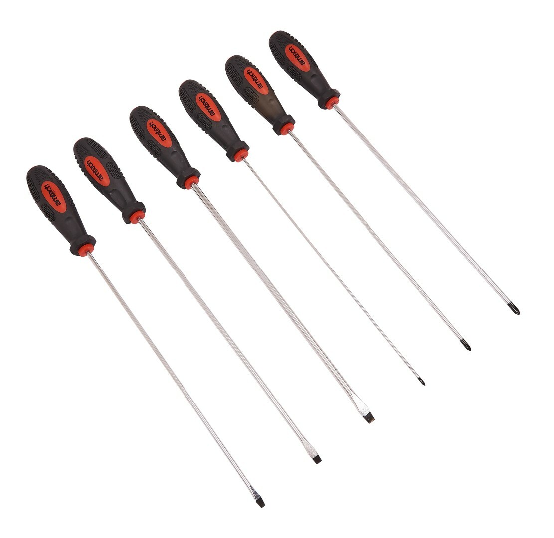 6Pc Long Reach Screwdriver Heavy Duty Magnetic Tips Phillips Slotted ...