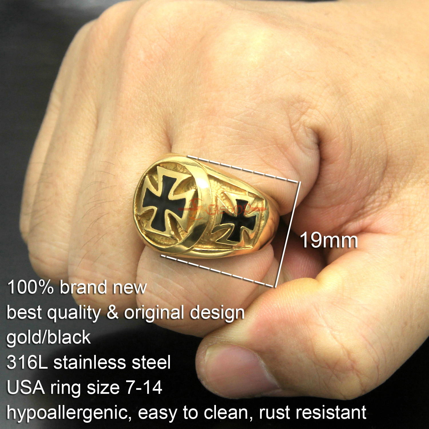 Men WW II German Knight Iron Cross Pattée Patty Gold Plated Stainless ...