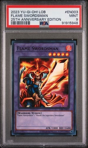 2023 Yugioh! LOB EN003 Flame Swordsman PSA 9 Mint 25th Anniversary ...