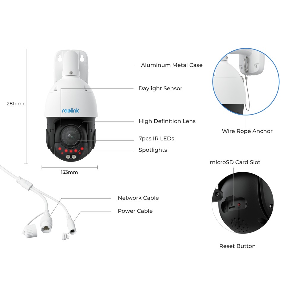 Reolink RLC 823S2 4K PTZ PoE Security Camera with 16X Optical Zoom 360 ...