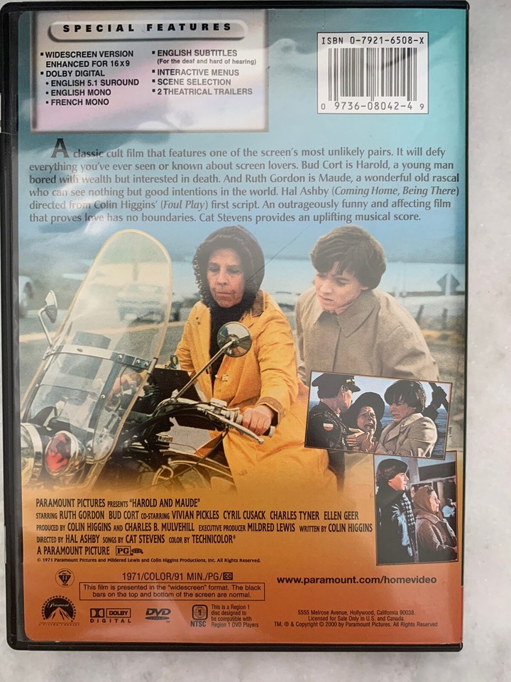 Harold And Maude (DVD, 1971) Ruth Gordon, Bud Cort, Cult Classic, Rare ...