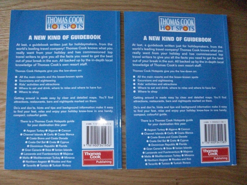 Thomas Cook Hot Spots COSTA BLANCA & COSTA DEL SOL 2 PB BOOKLETS 1999 ...