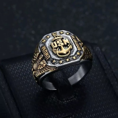 United States US NAVY Ring - USN SEAL Titanium Military Rings - Size 7 ...