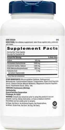 GNC TriFlex 240 Tablets Glucosamine and MSM Joint Support Supplement ...