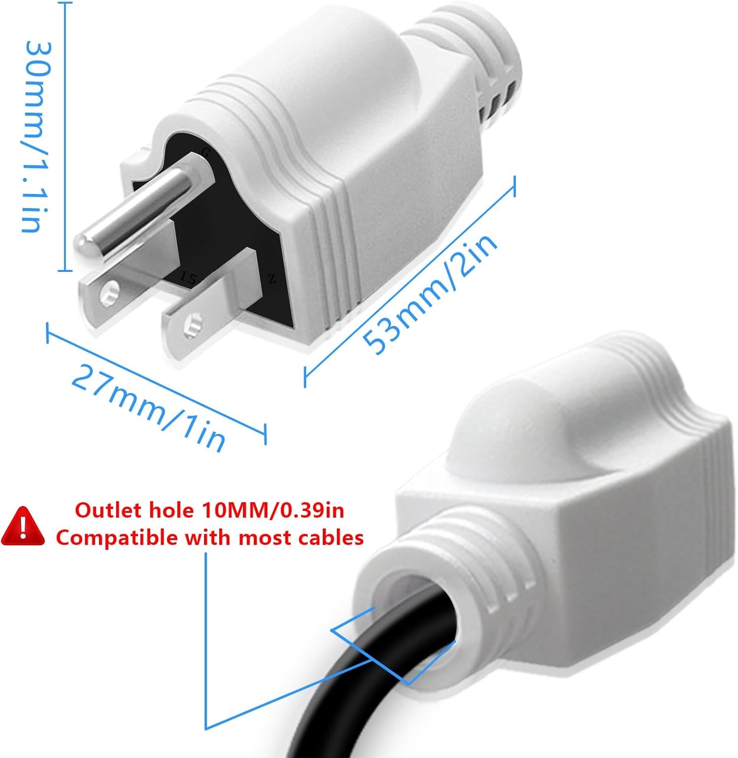 3 Prong Replacement Plug (3-Pack) Electrical Replacement Plug End