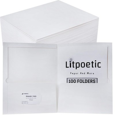 Two-Pocket Folders White Glossy Laminated Paper Folder, Letter Size ...