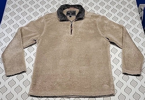 True Grit Sherpa Fleece 1/4 Zip Pullover Cozy Plush Beige Men Medium ...