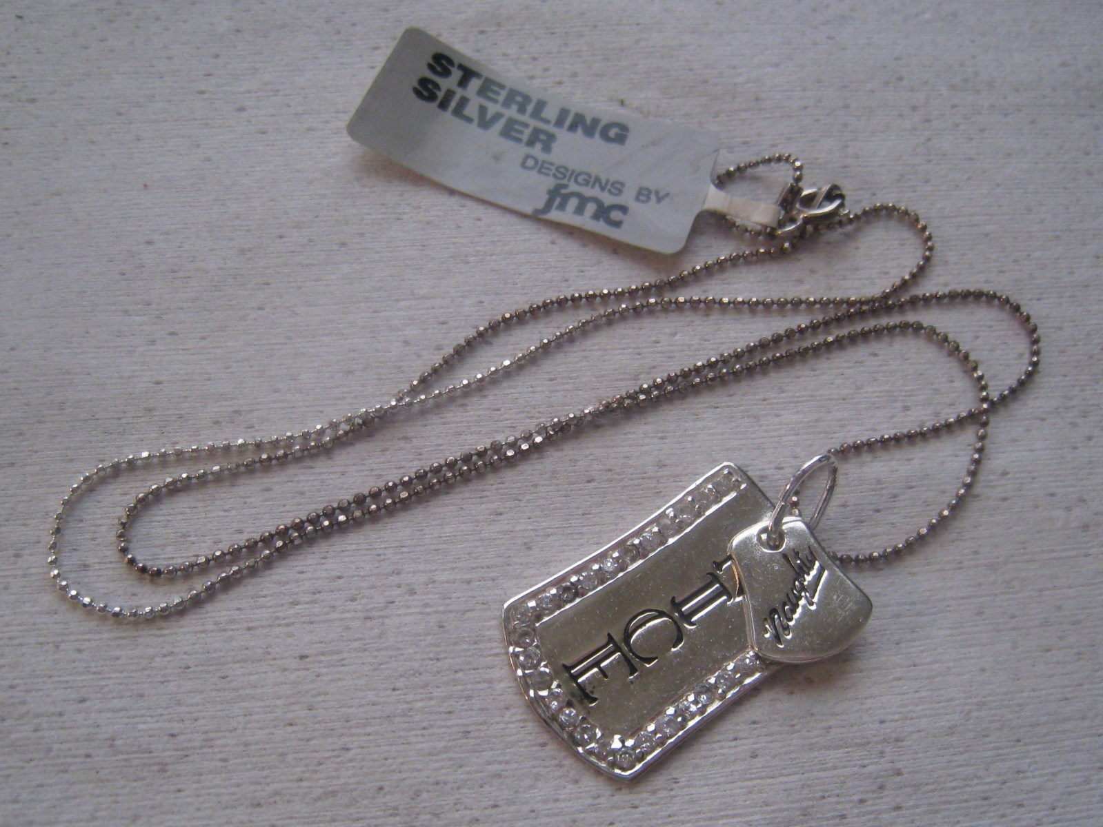 Designs by FMC Sterling “Naughty” & “Nice” Dog Tag CZ Accents Pendant ...