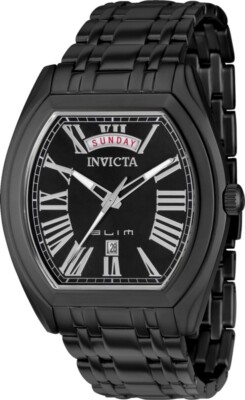 Invicta Slim Black w/Black Dial 43257 Quartz 41Mm Day/Date Unisex Watch ...