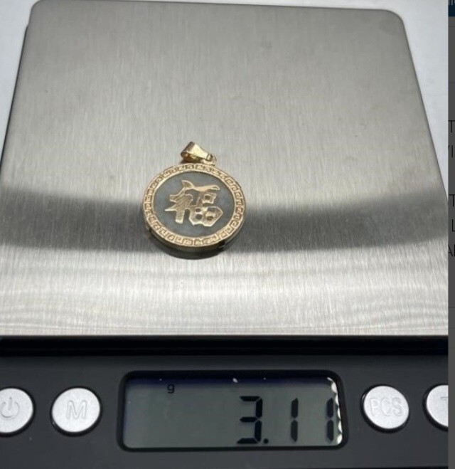 14K YELLOW GOLD/JADE SANUK CHINESE FU BLESSINGS & LUCK PENDANT | eBay